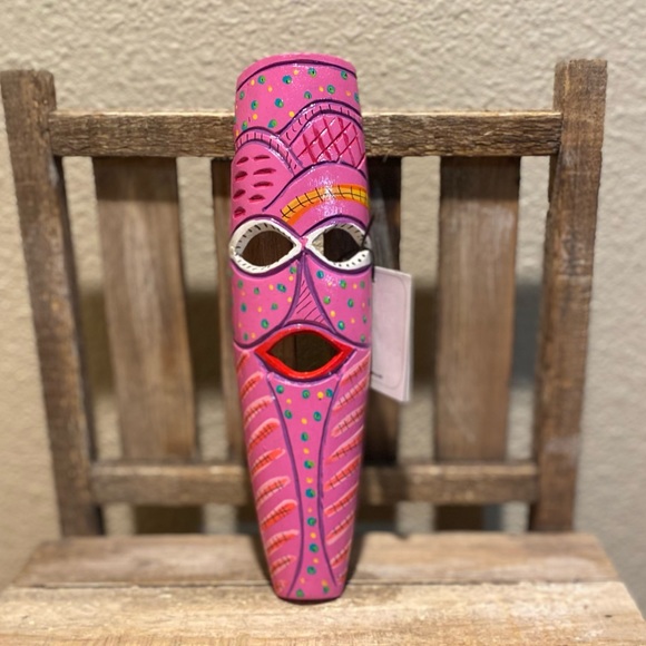 Zoggs | Accents | Pink Tribal Mask Handmade Small Colorful Wood Tribal ...